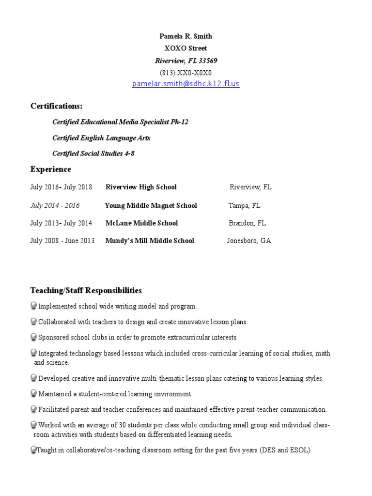 Pamela Smith Resume Updated Lis6455 PDF | PDF | Schools | Change