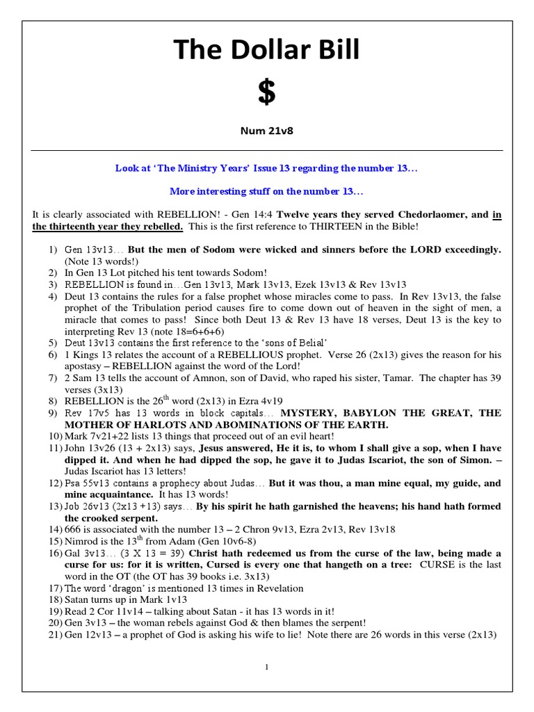 The Dollar Bill | PDF | Judas Iscariot | Chapters And Verses Of The Bible