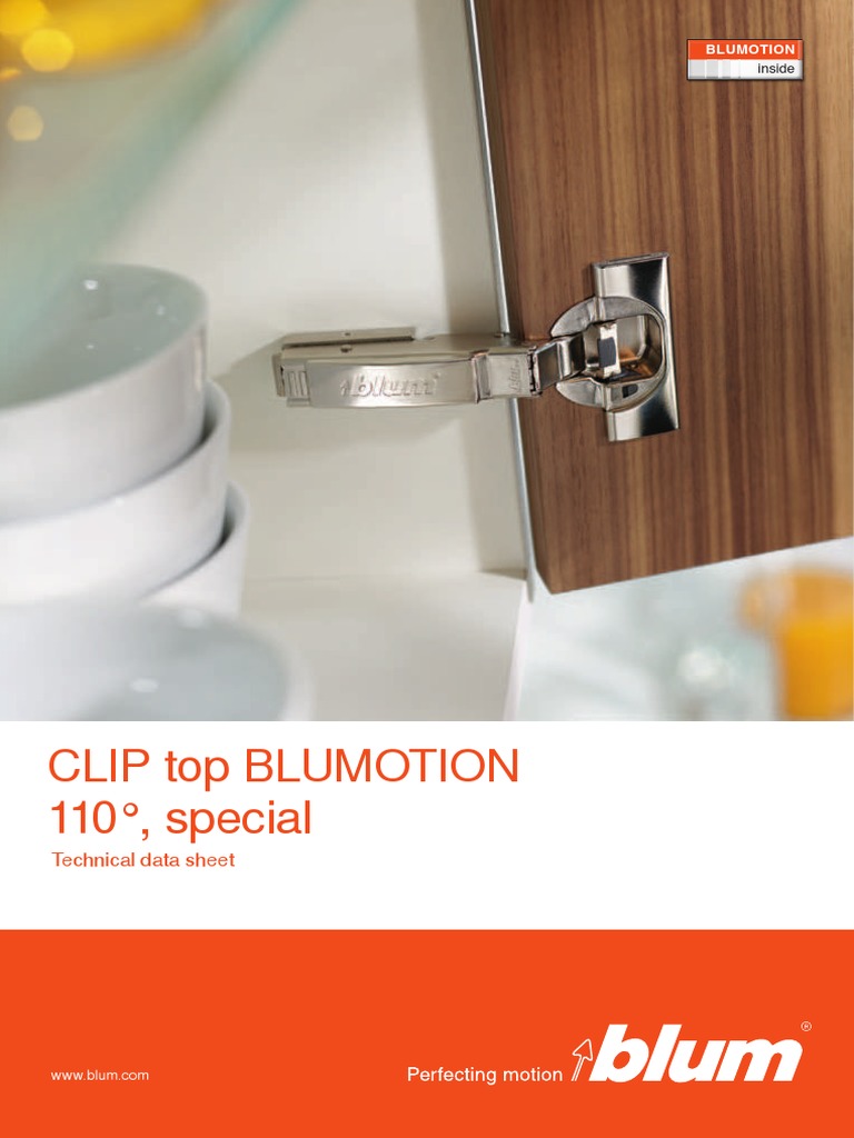 Clip Top Blumotion 110°, Special: Technical Data Sheet | PDF | Door | Building Materials
