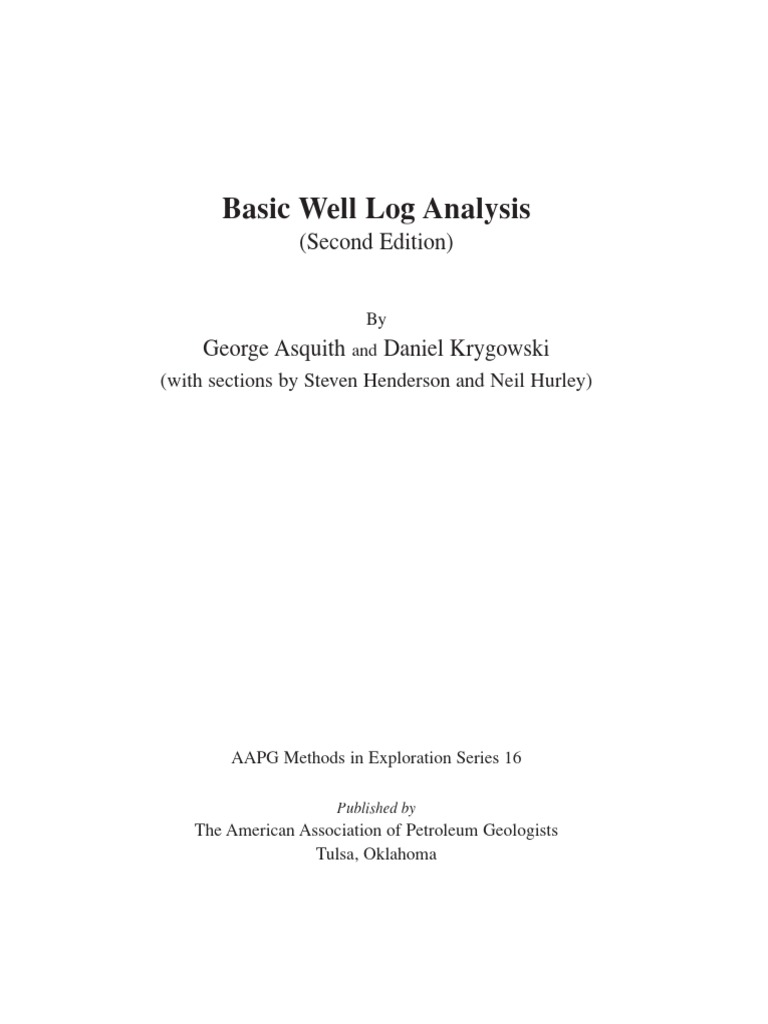 Basic Well Log Analysis (2nd Edition) - G. Asquith & D. Krygowski (2004) | PDF | Porosity ...