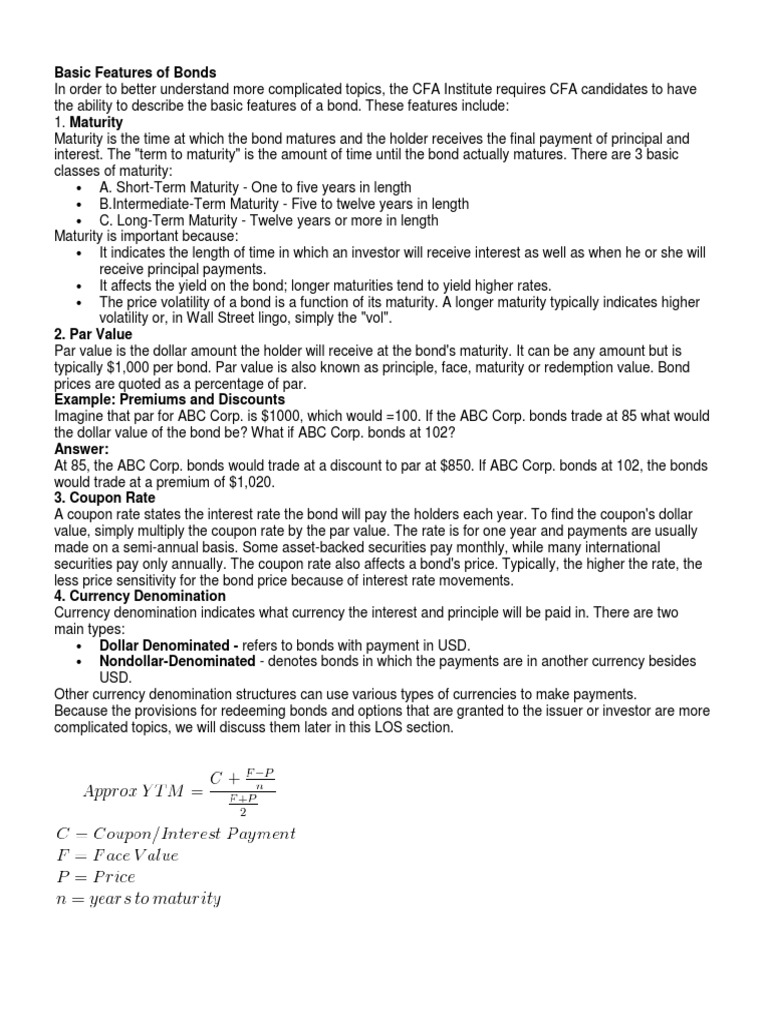 Basic Features of Bonds | PDF | Bonds (Finance) | Interest