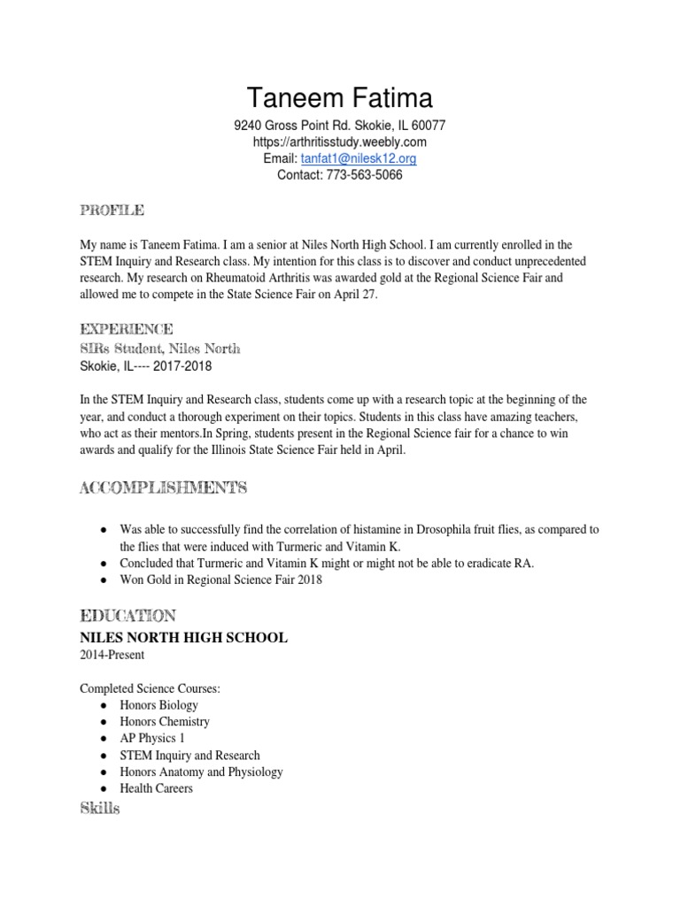 Resume For Sirs 2 | PDF | Behavior Modification | Science