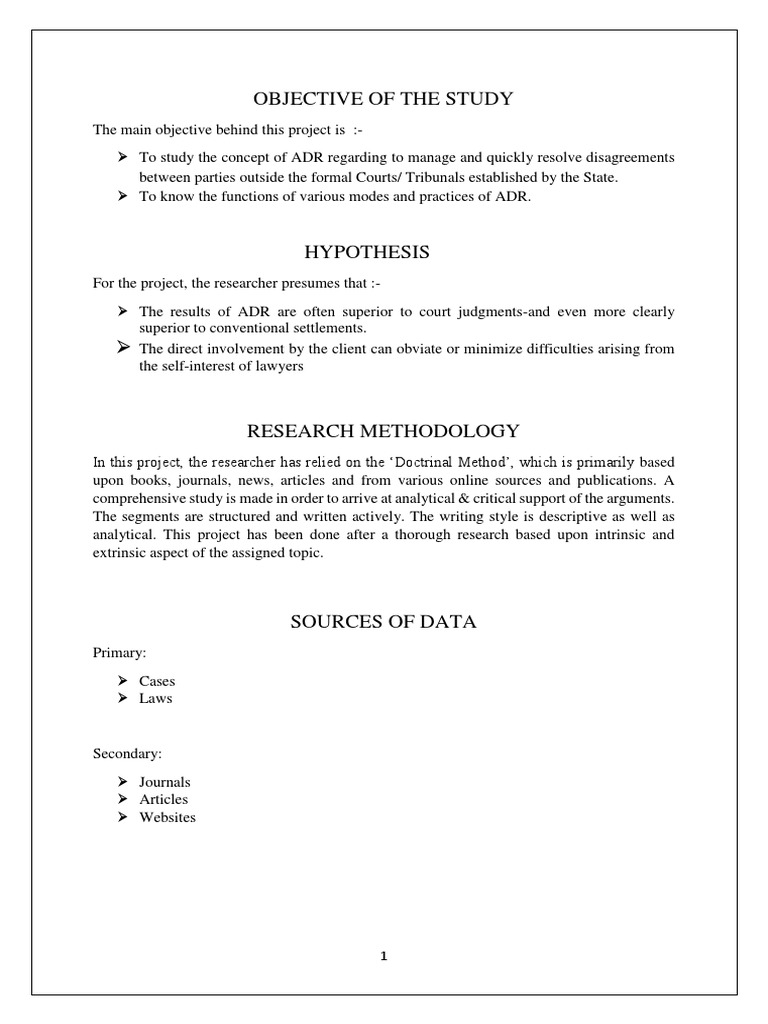 ADR Objectives and Research Methodology | PDF | Alternative Dispute ...