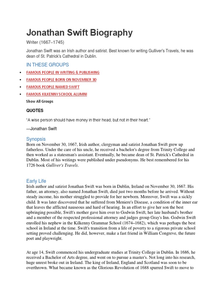 Jonathan Swift | PDF | Jonathan Swift | Poetry