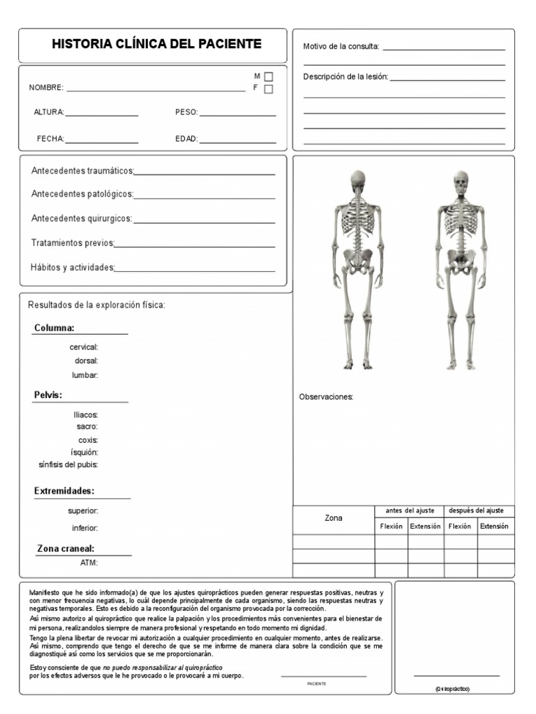 Hoja Clinica 2 | PDF | Quiropráctica | Ciencias de la Salud