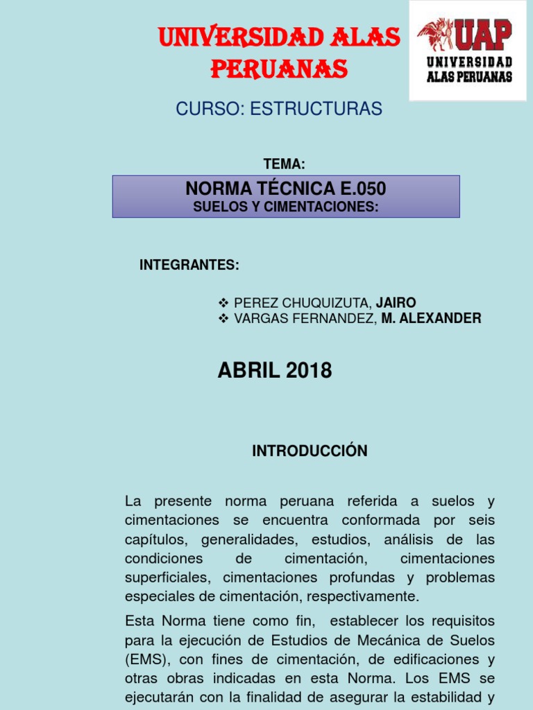Norma E-050 | PDF | Fundación (Ingeniería) | Ingeniero civil