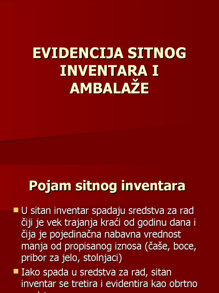 Evidencija Sitnog Inventara I Ambalac5bee | PDF