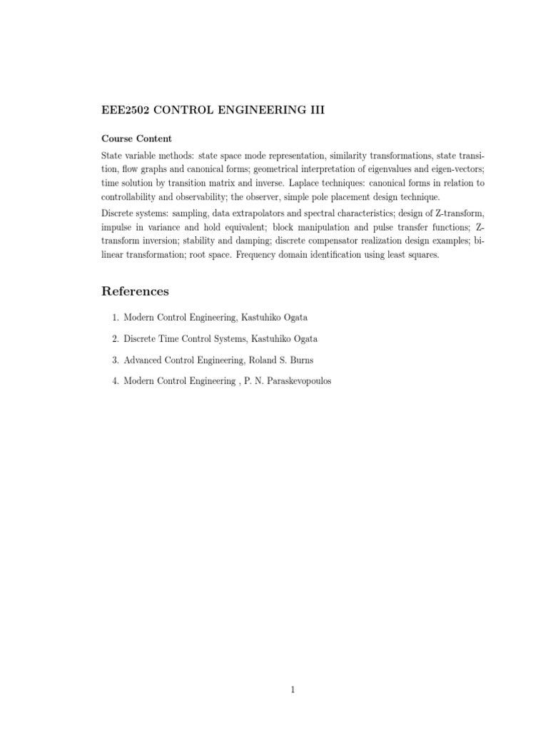 Control Eng III | PDF | Eigenvalues And Eigenvectors | Control Theory