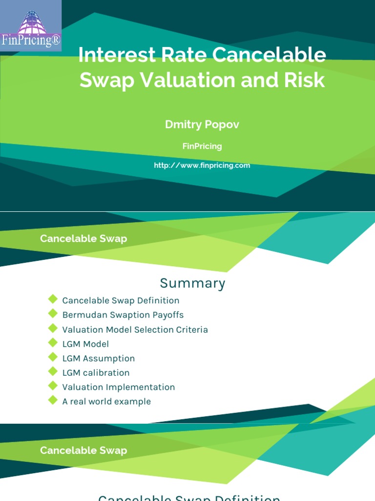 Interest Rate Cancelable Swap Valuation and Risk | PDF | Swap (Finance ...