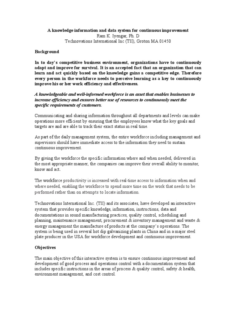 A Practical Approach To Continuous Improvement | PDF | Simulation ...