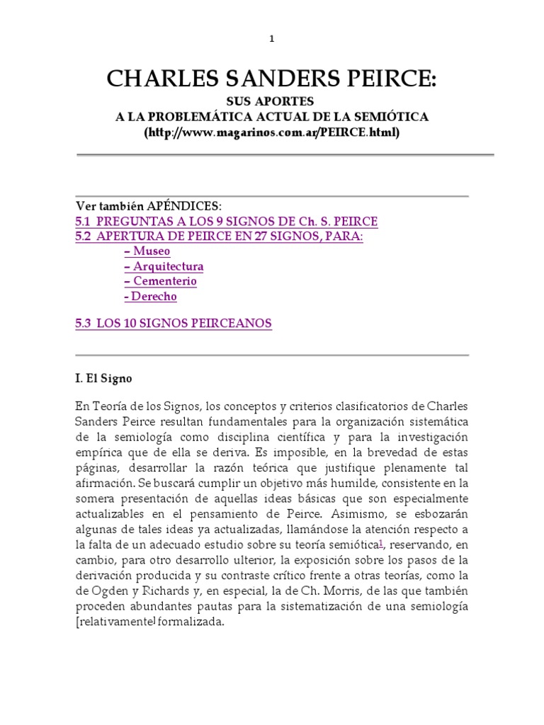 Charles Sanders Peirce y Sus Aportes A La Problematica Actual de La ...