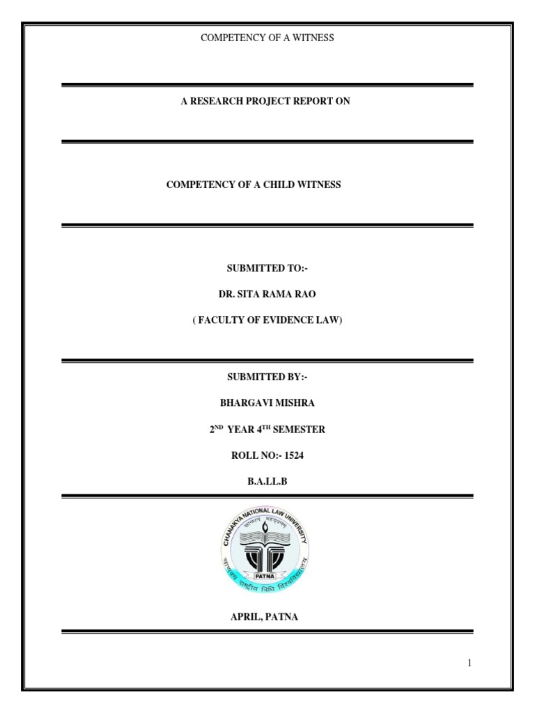 Competency of A Witness Project | PDF | Witness | Testimony