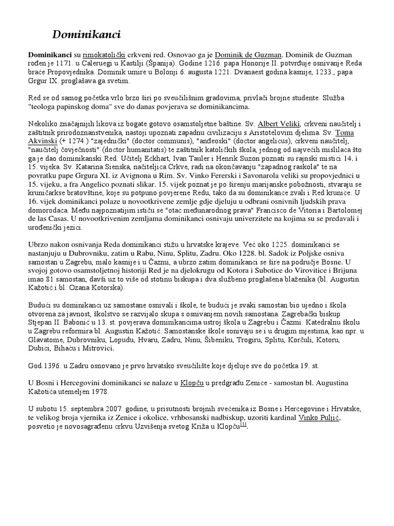Dominikanci | PDF