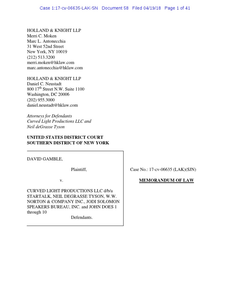 Gamble V Tyson MSJ | PDF | Summary Judgment | Copyright Infringement