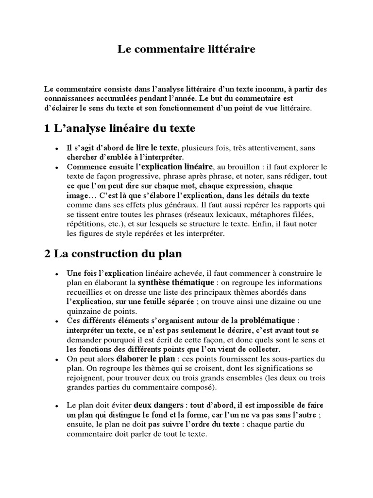 Exemple Commentaire Composé Exemples De Commentaires Composés Et