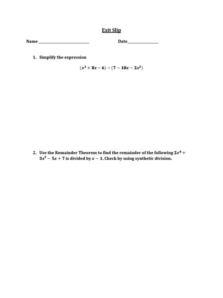 Math 401 Exit Slip | PDF | Teaching Methods & Materials | Science ...