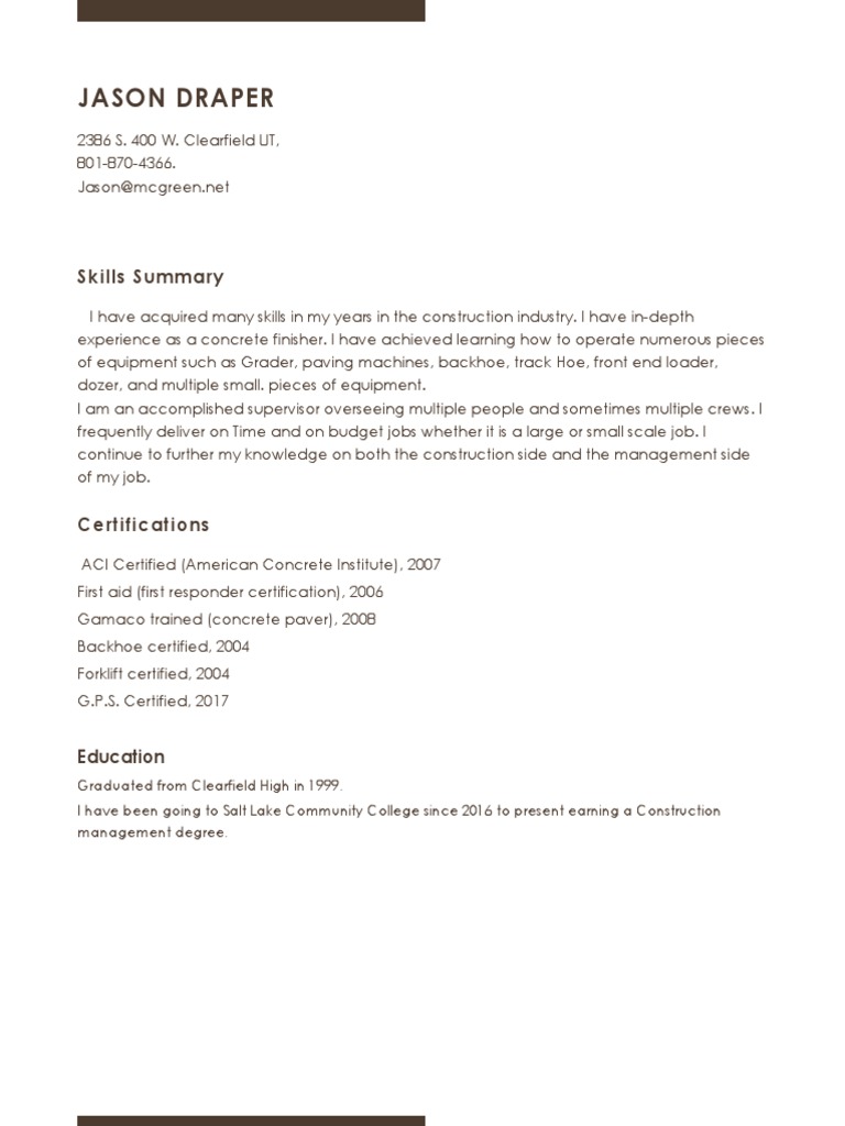 Jason Draper Resume | PDF