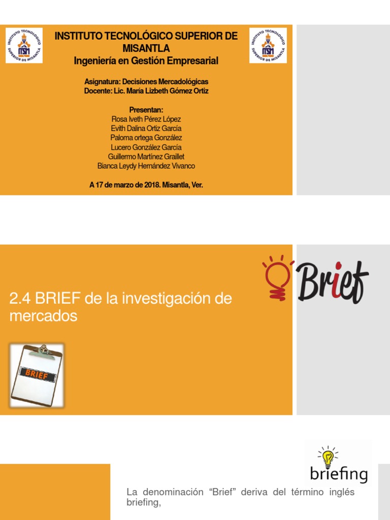 Equipo 3 - Tema 2.4 BRIEF de La Investigación de Mercados | Producto ...
