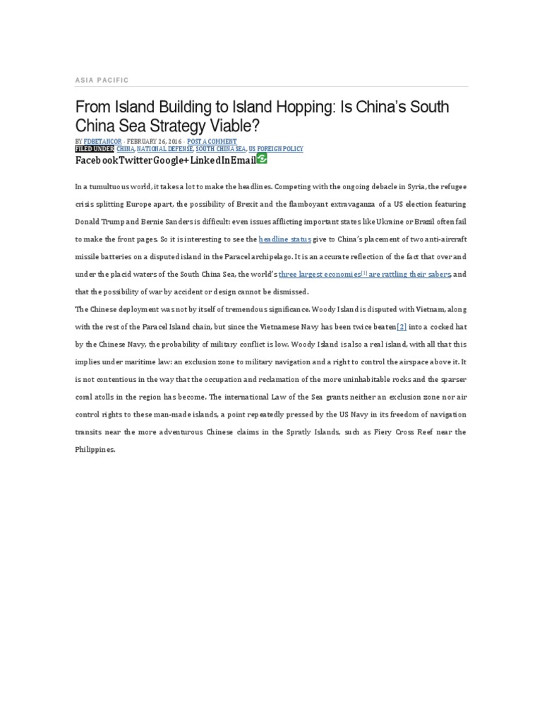 From Island Building To Island Hopping Is China's South China Sea ...