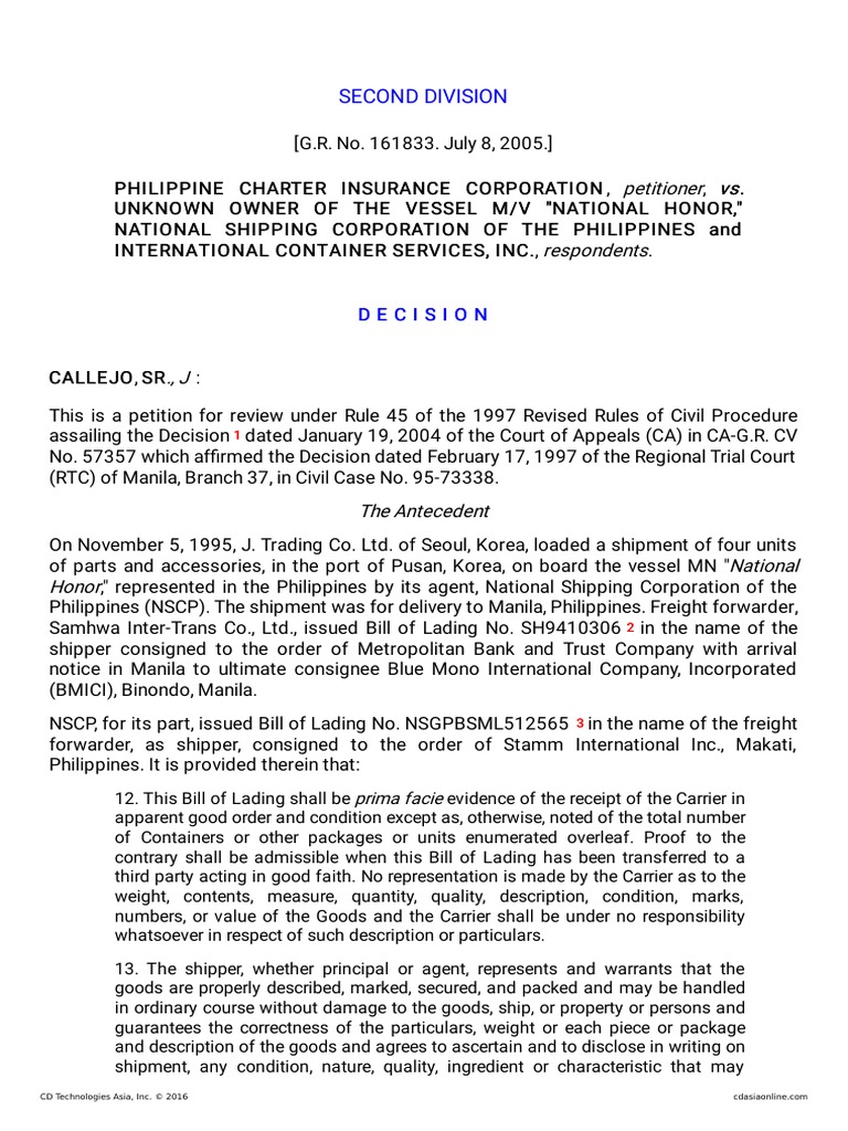 17 Phil Charter Insurance | PDF | Cargo | Bill Of Lading