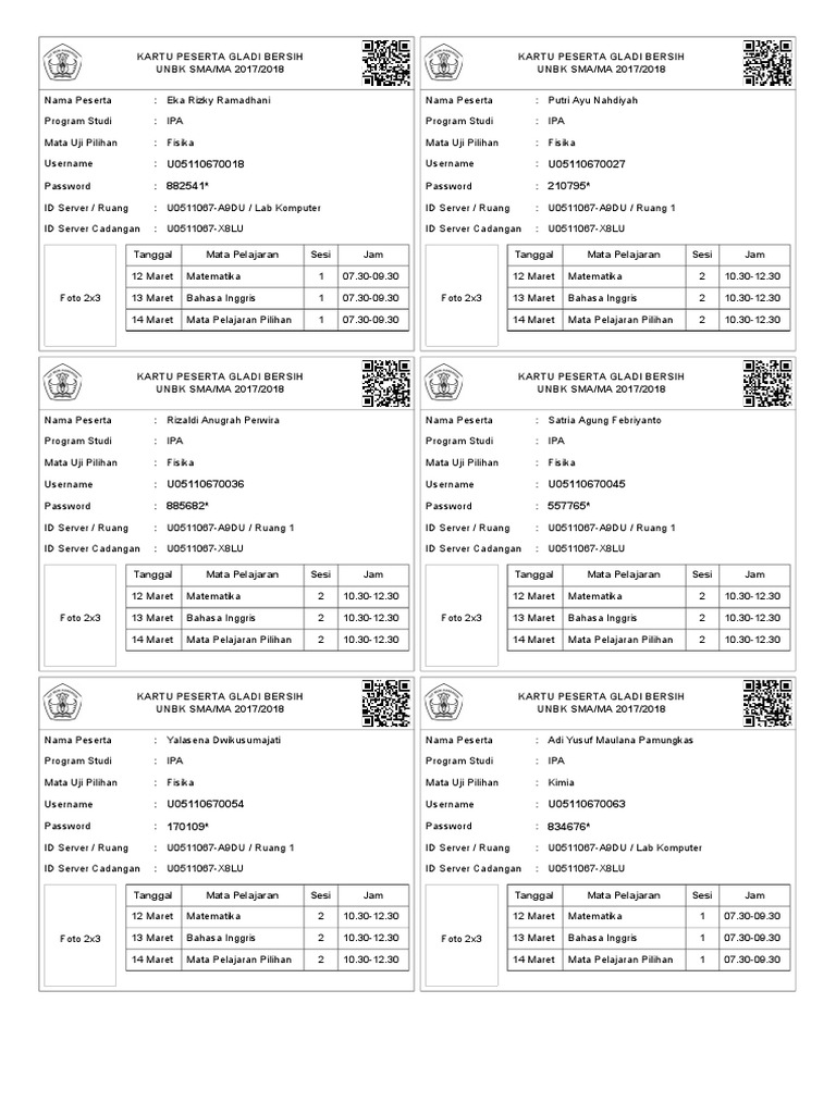 Nomor Peserta | PDF