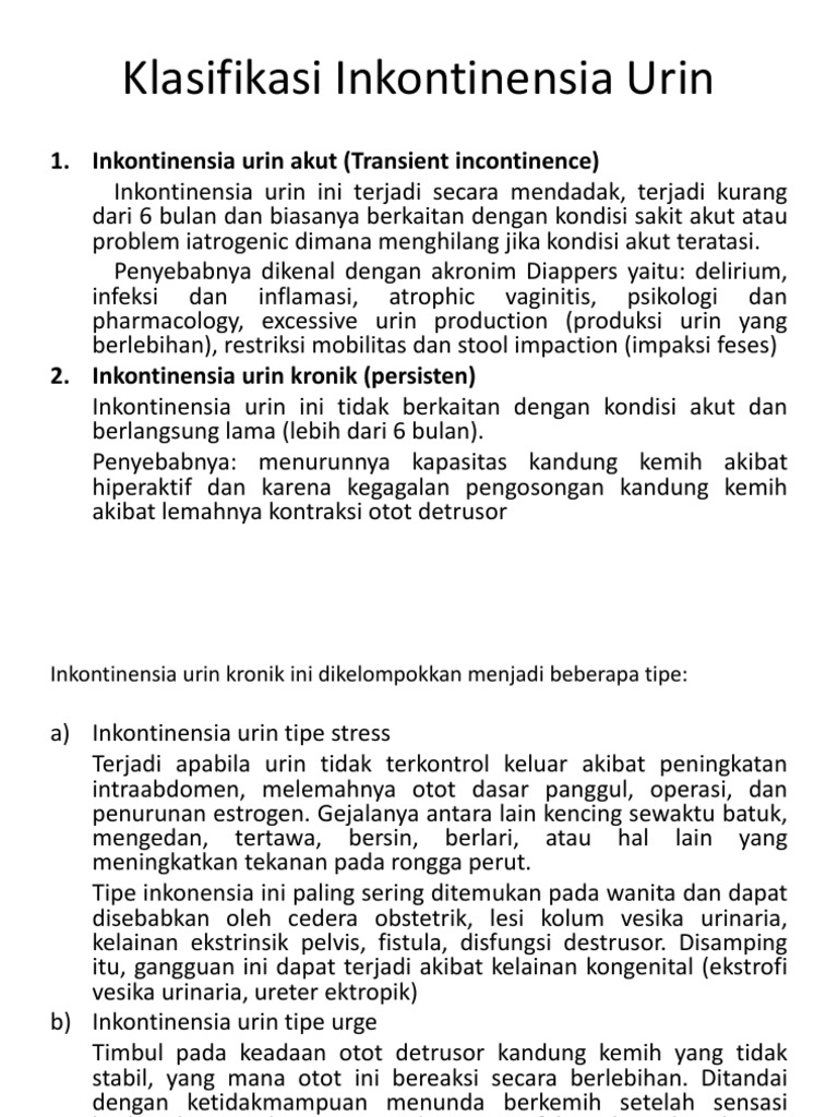 Jigsaw Klasifikasi Inkontinensia Urin | PDF | Pengembangan Diri