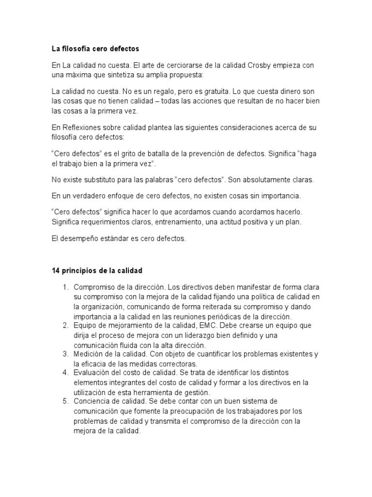 Phillips Crosby Filosofía Cero Defectos | PDF | Calidad (comercial ...