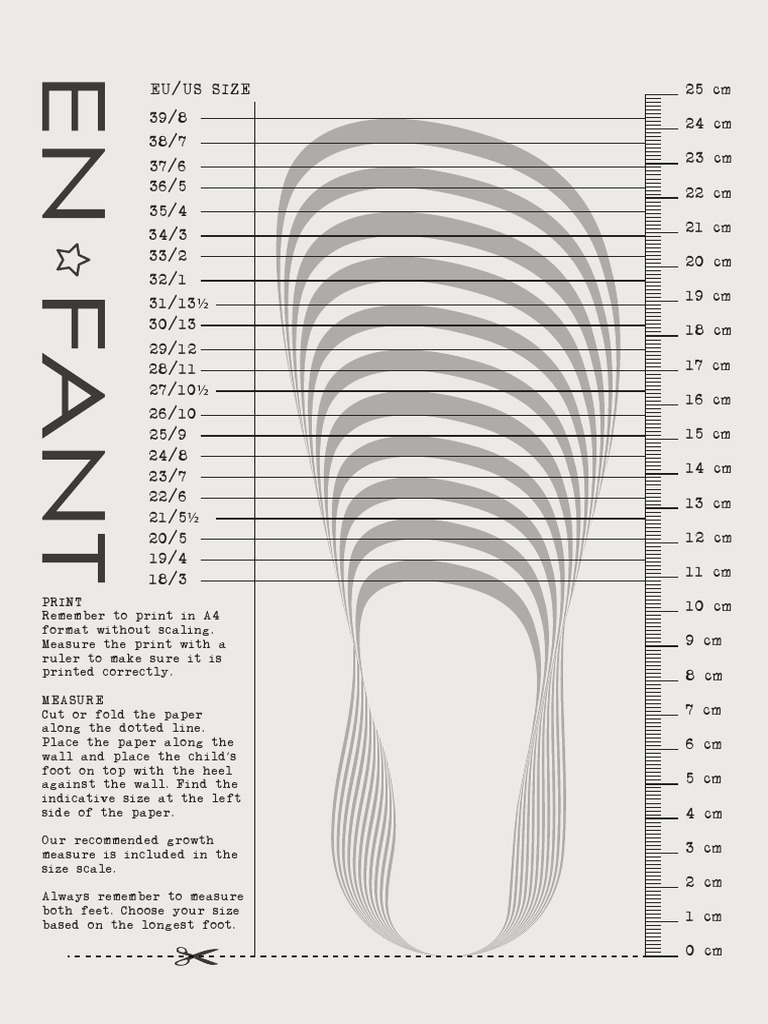 Printable Foot Measuring Chart Template Shoe Measurement Printable