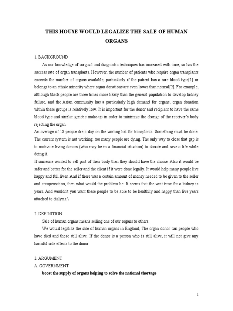 9 This House Would Legalize The Sale of Human Organs | PDF | Organ ...
