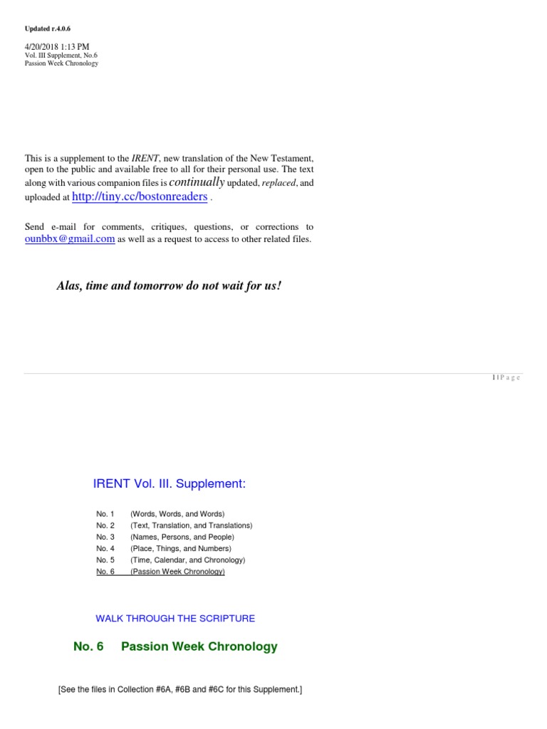 Study On Passion Week Chronology | PDF | Easter | Passover