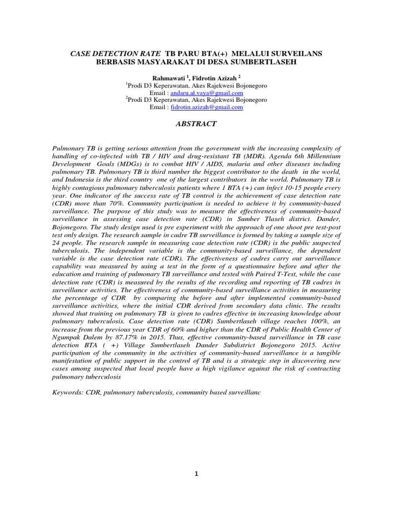 ID Case Detection Rate TB Paru Bta Melalui | PDF
