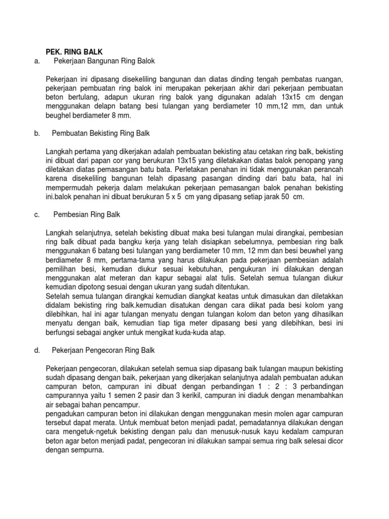 Pek Ring Balk Balok Latei | PDF