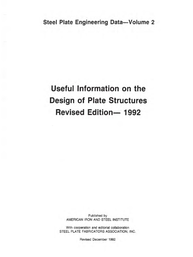 AISI Steel Plate Engineering Data-Volume 2-1992 | PDF | Bending | Buckling