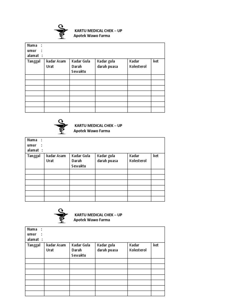 Medical Cek Up Card | PDF | Wellness