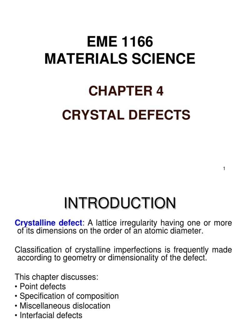Chapter4b - Crystal Defects | PDF | Dislocation | Transmission Electron Microscopy