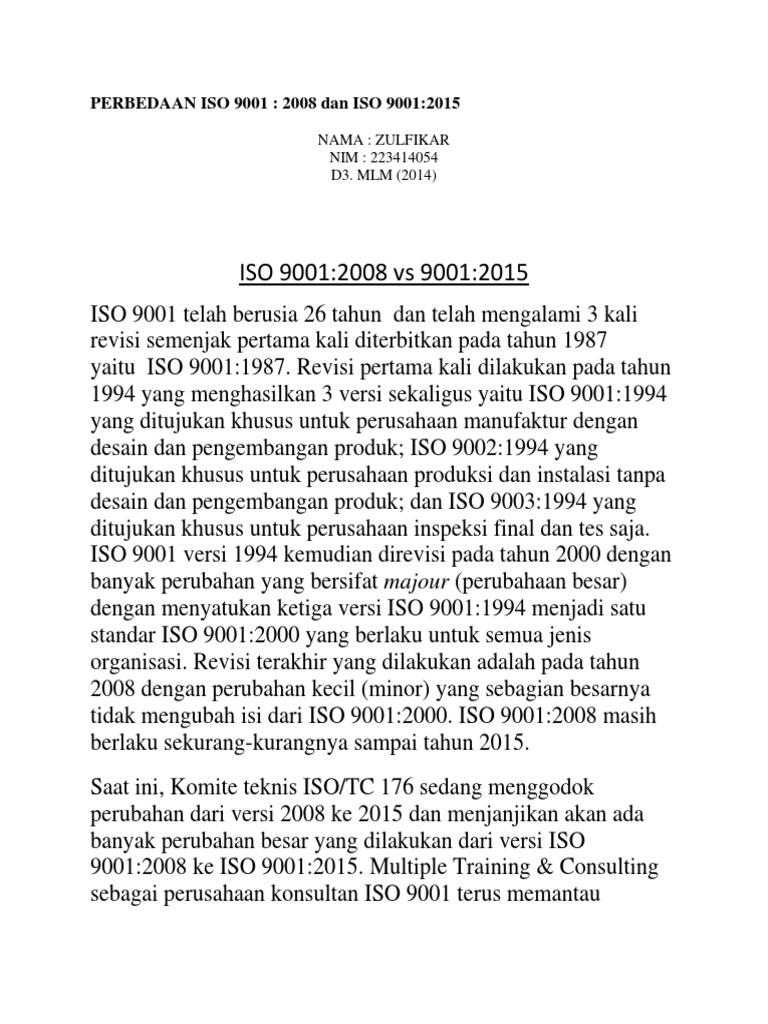 Perbedaan Iso 9001 - 4 | PDF | Bisnis | Teknologi & Rekayasa