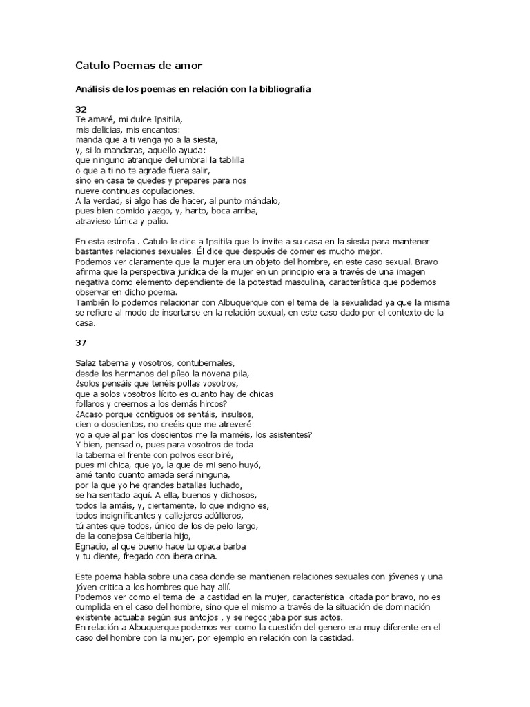 Poemas de amor de Cátulo | Mujer | Roma antigua