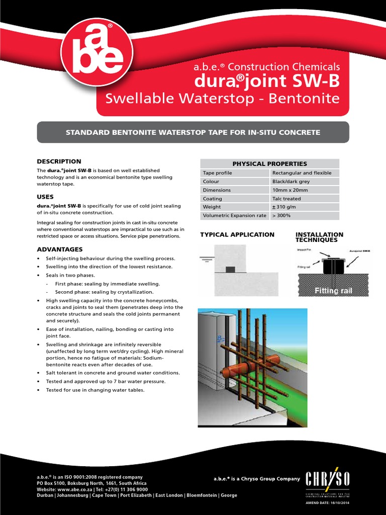 Abe Construction Chemicals General Construction Ds Durajoint SW B | PDF ...