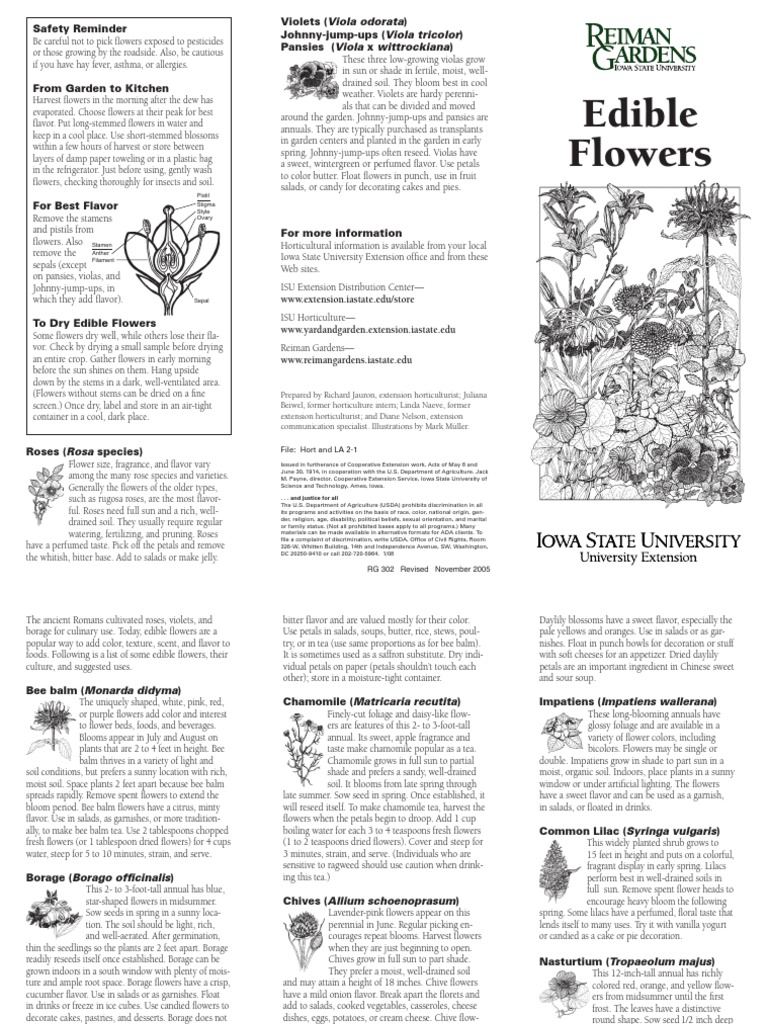 Edible Flowers | PDF | Flowers | Plants