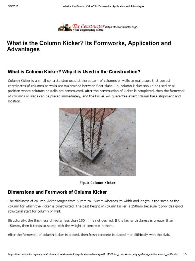 What Is The Column Kicker - Its Formworks, Application and Advantages ...