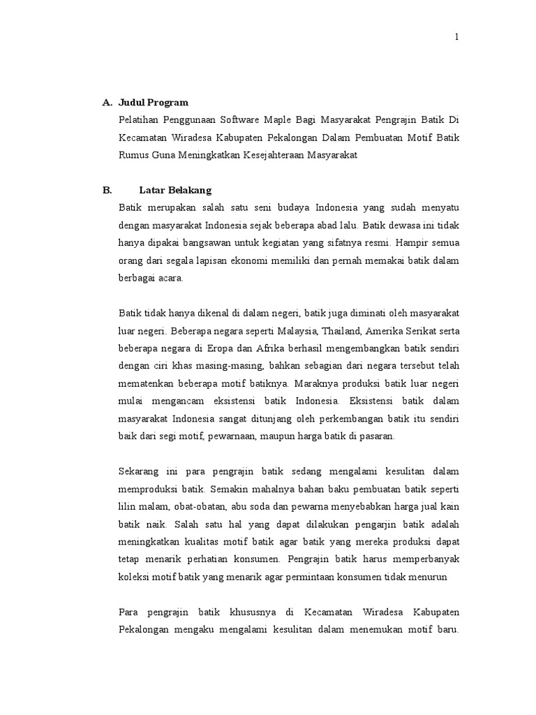 Proposal Batik Rumus | PDF