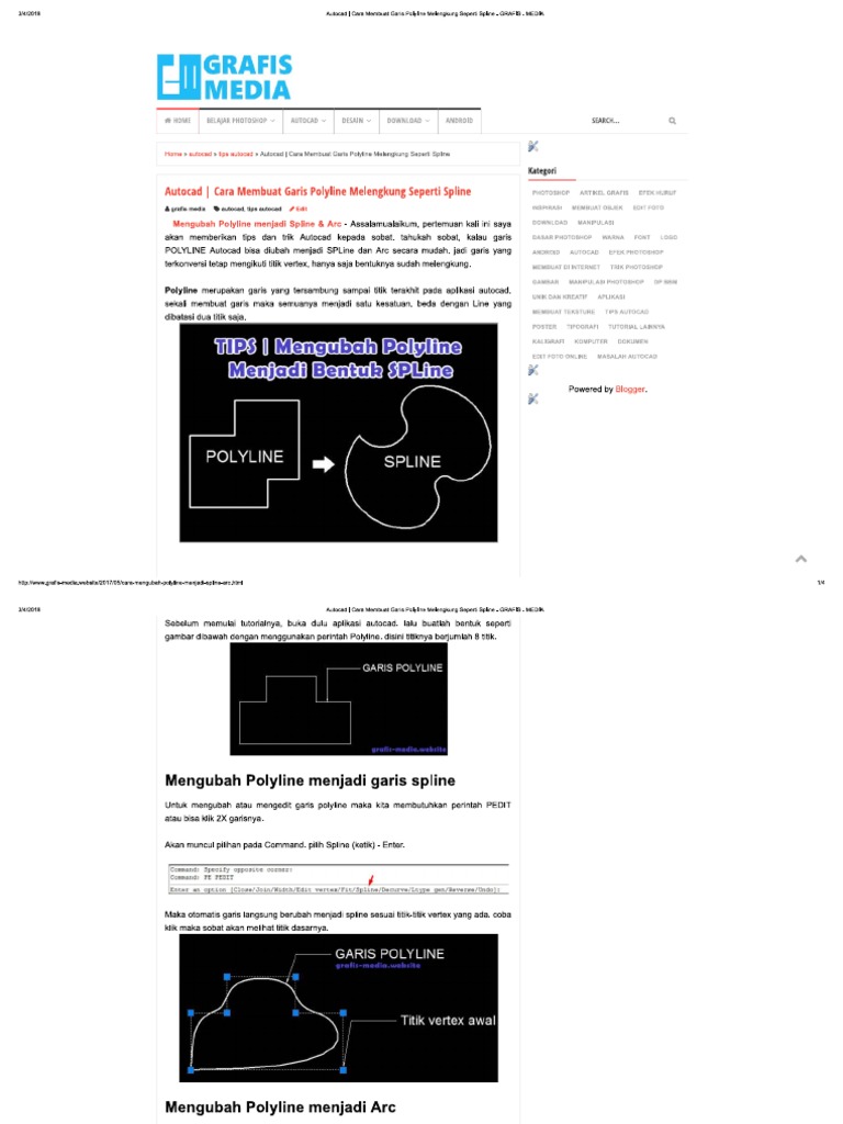 Autocad - Cara Membuat Garis Polyline Melengkung Seperti Spline ...