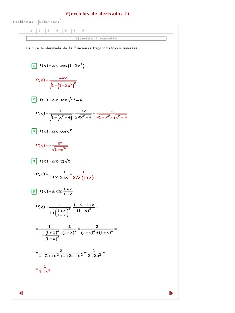 Ejercicios y Problemas Resueltos de Derivadas III - Vitutor 2 Si | PDF