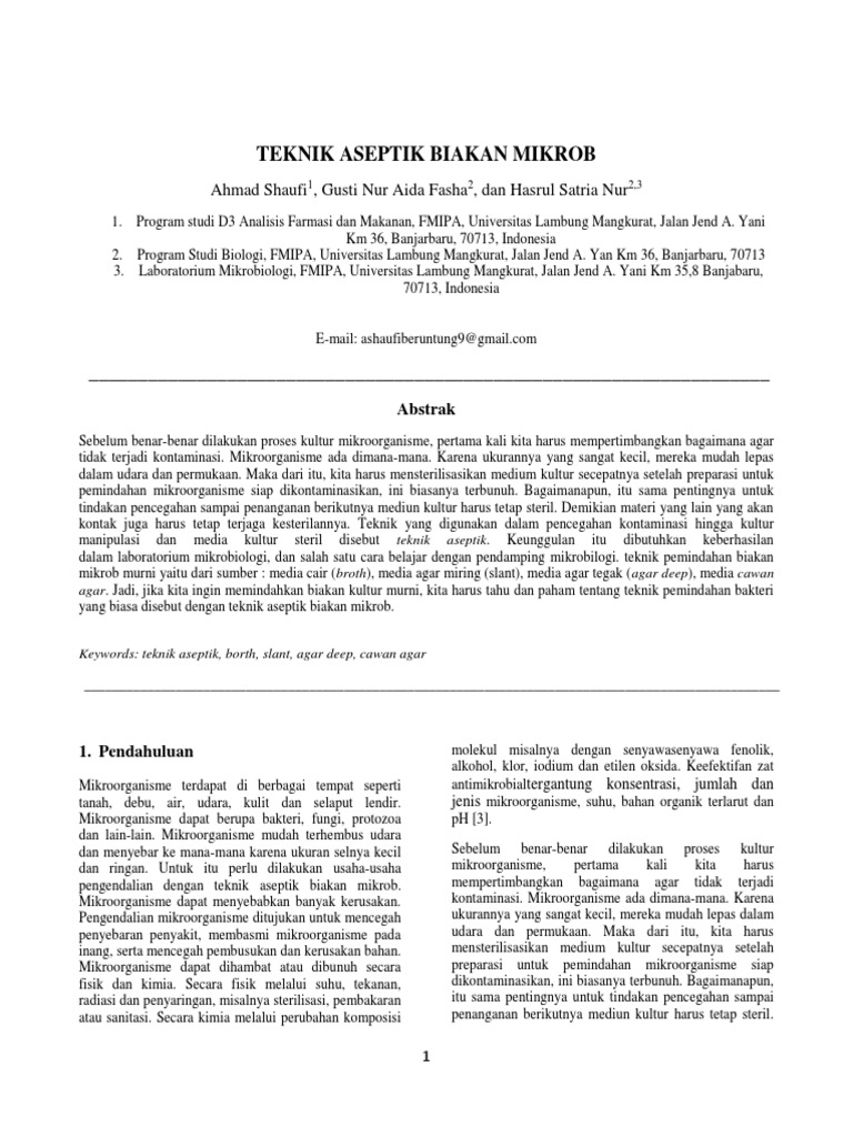 3 Teknik Aseptik Biakan Mikrob | PDF | Sains & Matematika