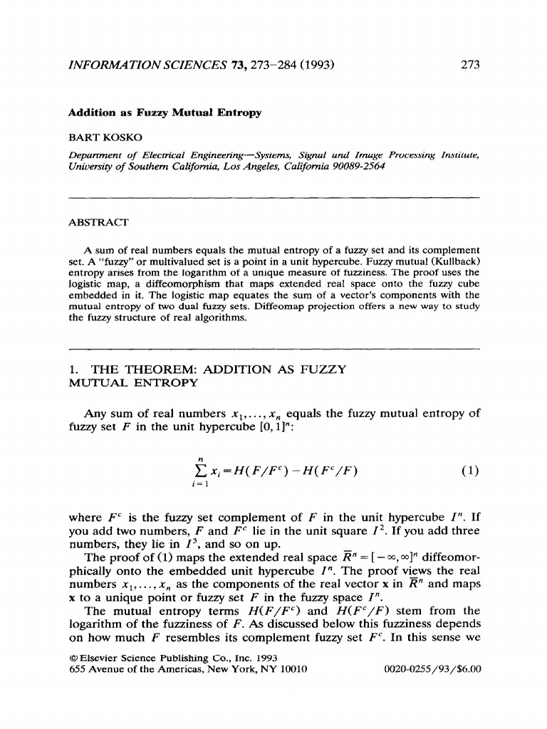 Fuzzy Entropy Theorem PDF | PDF | Fuzzy Logic | Logarithm