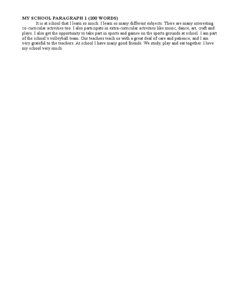 My School Paragraph 1 | PDF