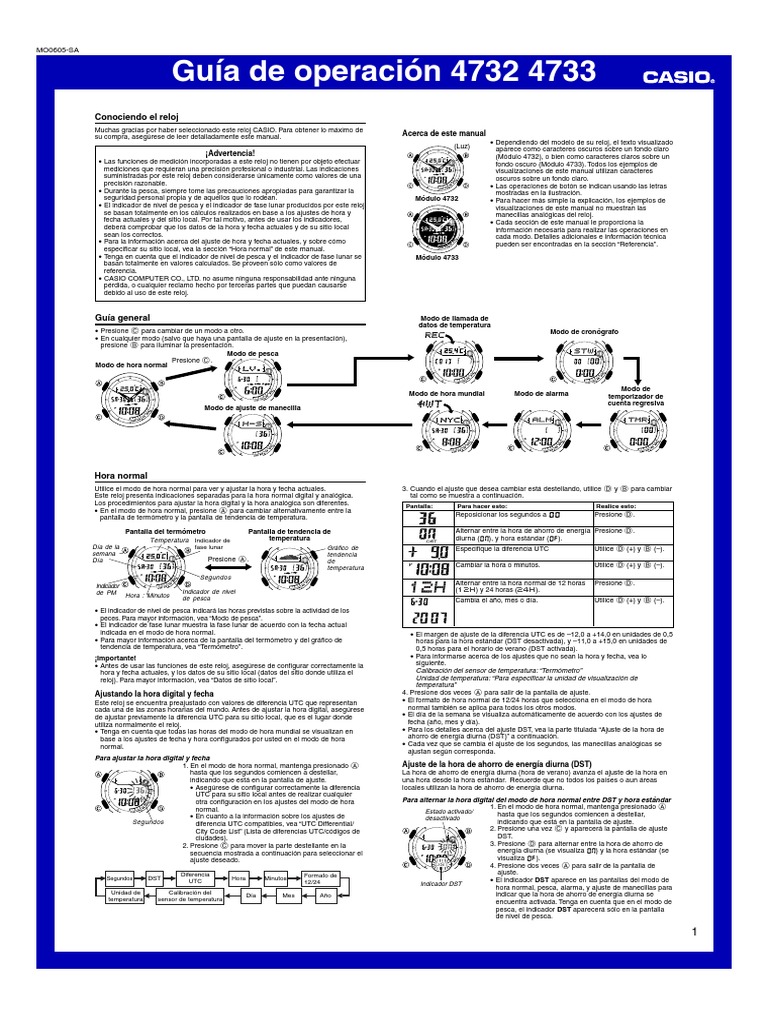 Manual Reloj Casio PDF | PDF | Horario de verano | Reloj