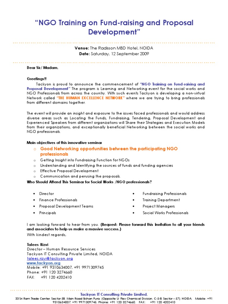 NGO Training On Fundraising and Proposal Development | PDF | Non ...