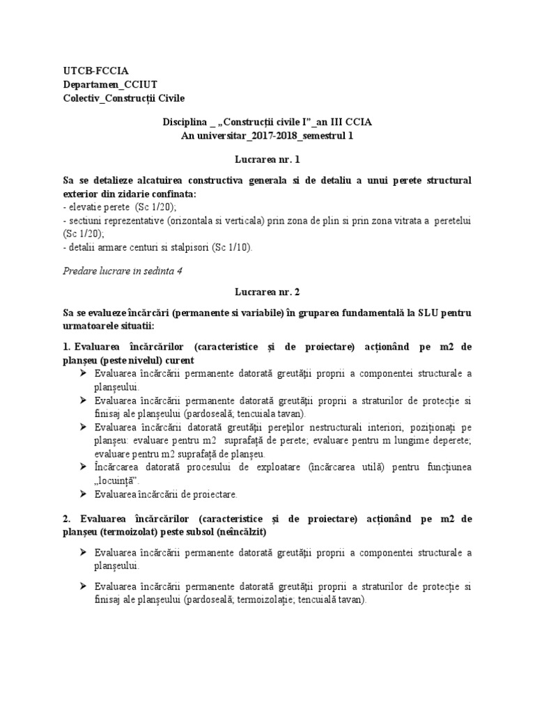 Tema Aplicatie Constructii Civile 1-1 | PDF