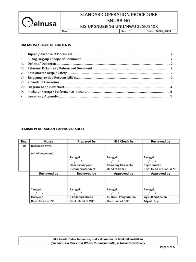 Snubbing Unit Rig-Up Procedure Guide | PDF | Valve | Gas Technologies